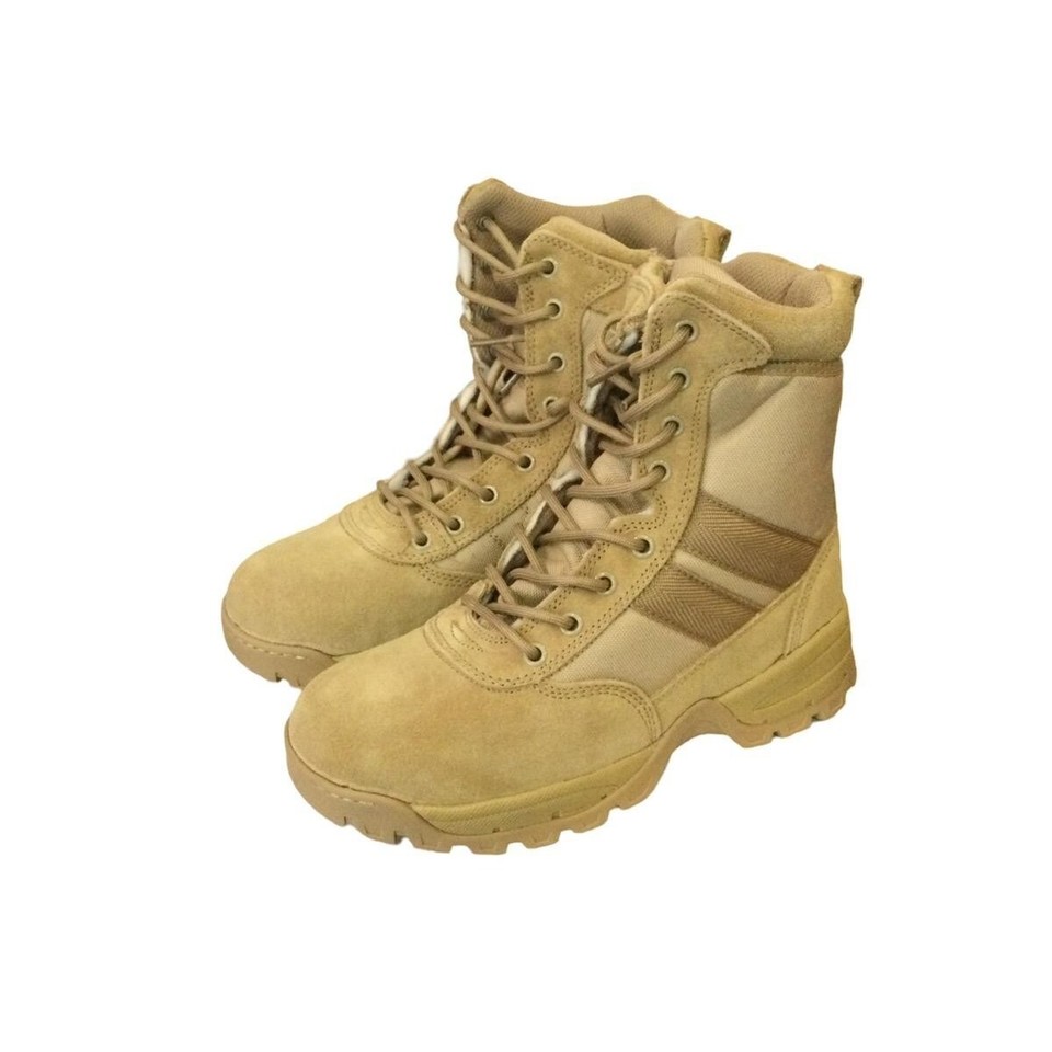 8” high Fancy Military army style wheat or black hiking combat boots | eBay