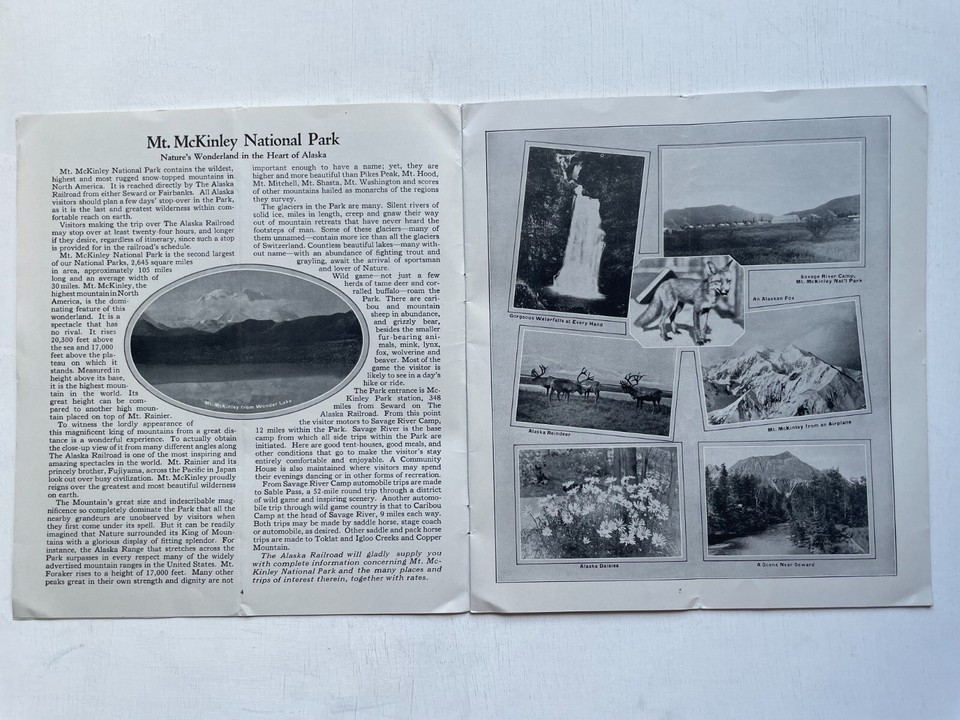 1931 Alaska Travel Brochure- By Alaska Railroad- Great Double Cover ...