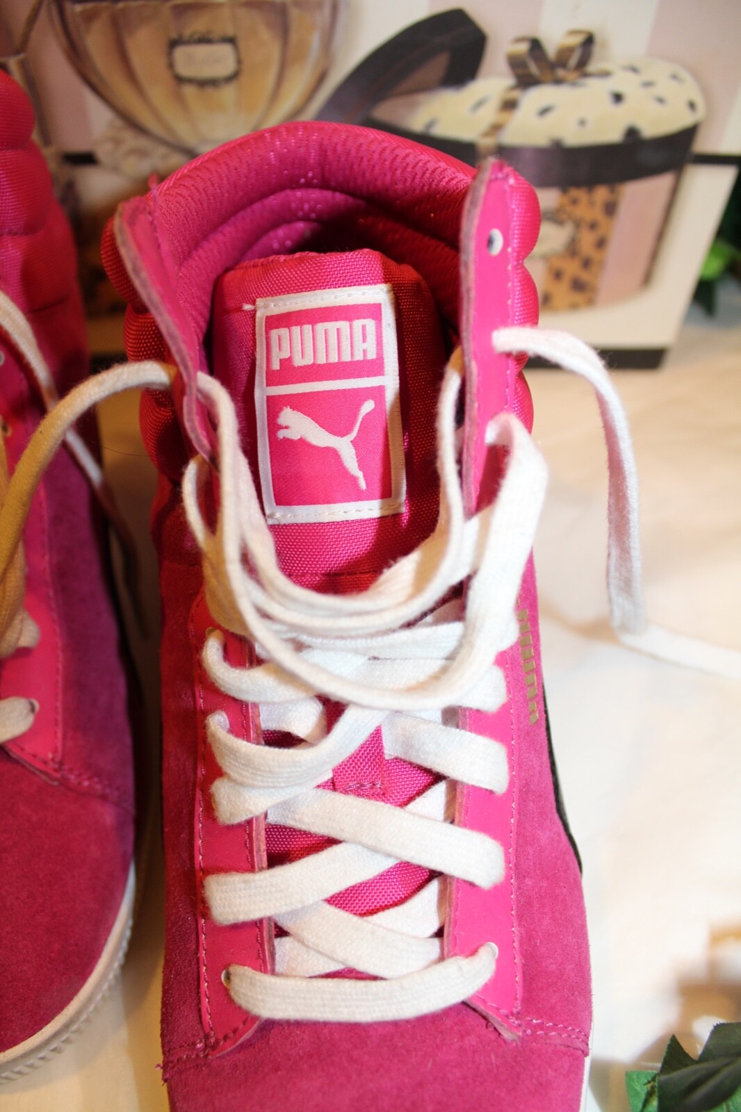 CHIC PUMA SUEDE LEATHER HIGH HEEL SNEAKER SHOES ! (SI… - Gem