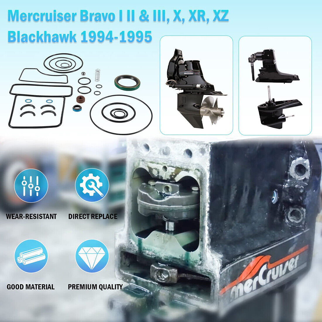 Upper Seal Kit for Mercruiser Bravo 1 2 & 3, X, XR, XZ Sterndrive #26 ...