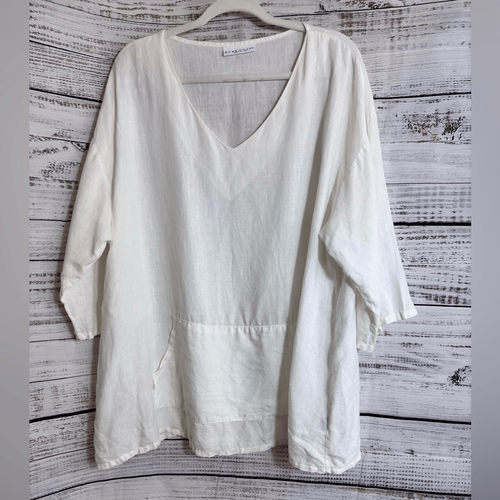 Bryn Walker Top Womens Sz Medium linen Ivory Popover Woven boho Tunic ...