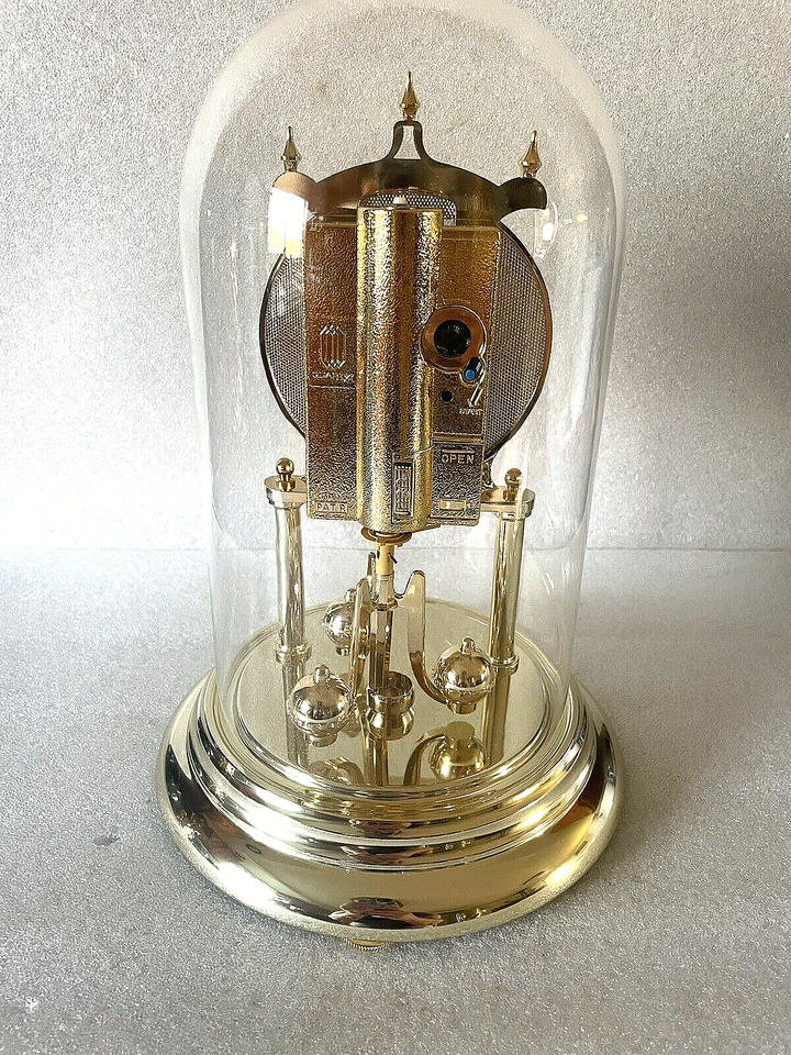 Vintage Elgin Glass Dome Rotating Pendulum Quartz Anniversary Clock ...