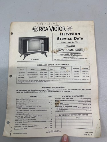 RCA Victor Television Service Data File 1966 No. T14 KCS 136ML Series ...