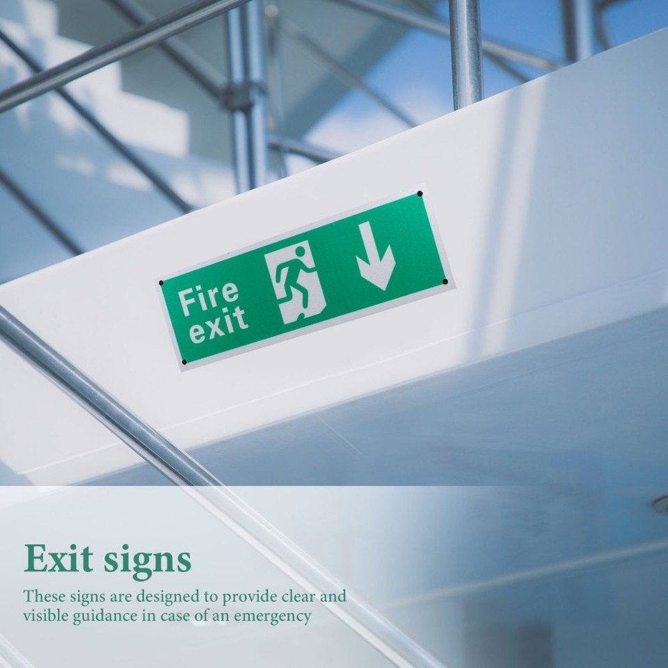 4 Pcs Fire Evacuation Point Sign Exit Signs for Business Lighting ...