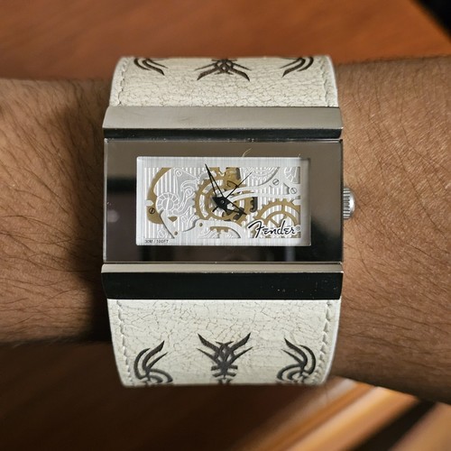 Fender Guitar Wide Rock Band Watch Leather Water Resistant NEW BATTERY ...