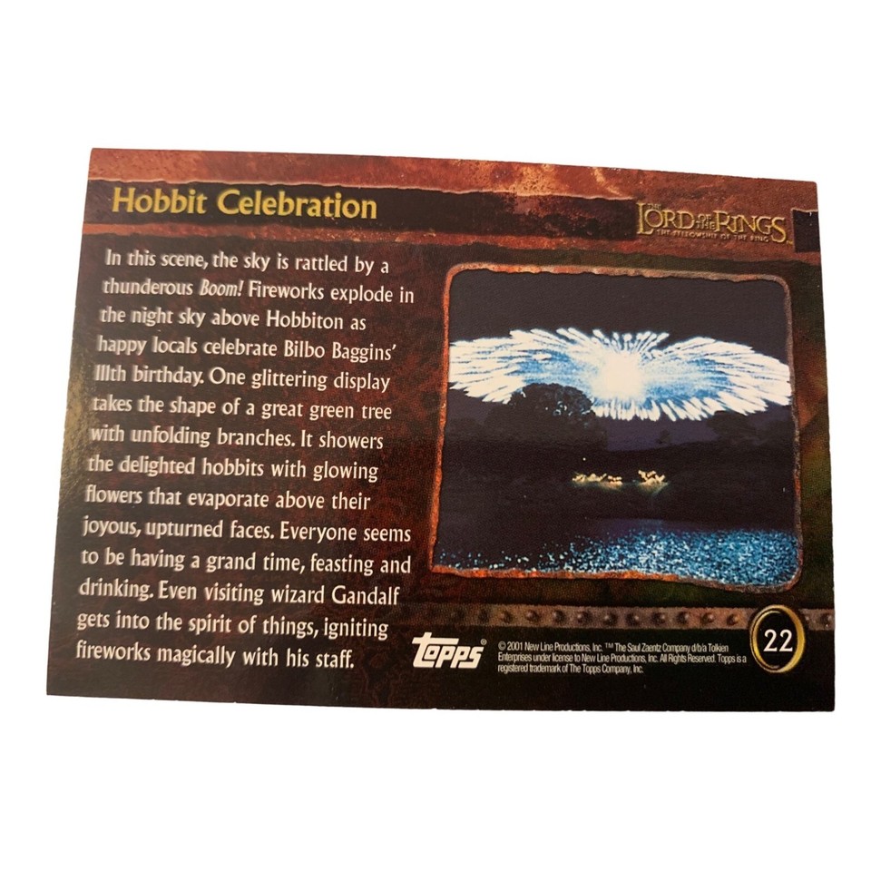 LOTR Fellowship Of The Ring #22 Hobbit Celebration Trading Card Topps ...
