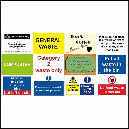 General Waste Signs Compost Hazardous Coffee Shop Departed Skips Bins ...