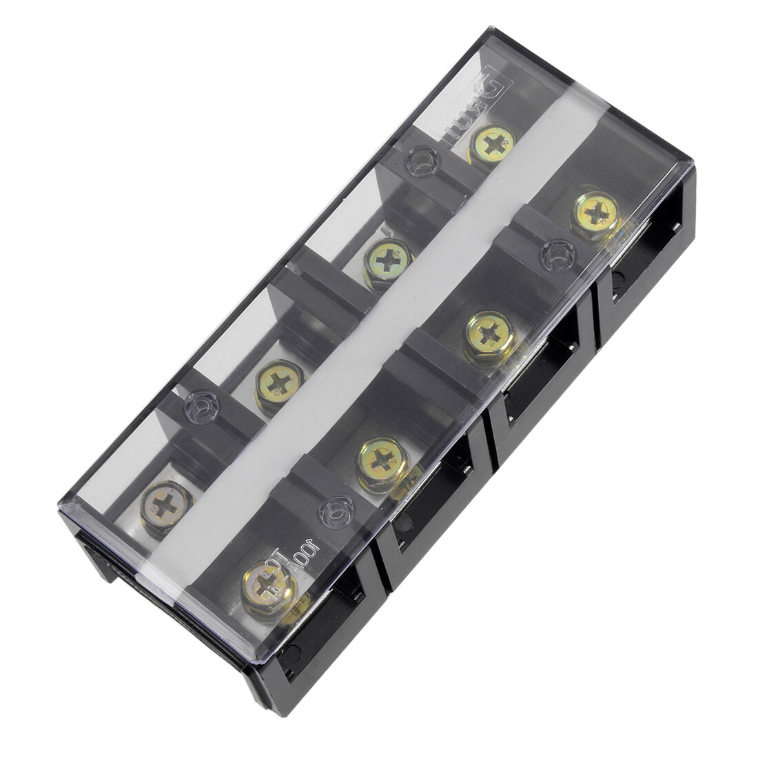 Dual Rows 4 Positions 600V 100A Wire Barrier Block Terminal Strip Black ...