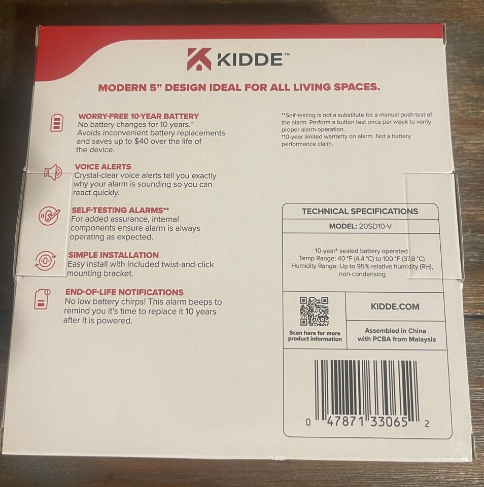 Kidde Detect Smoke Alarm Model 20SD10-V NEW in Original Pkg 10 yr ...