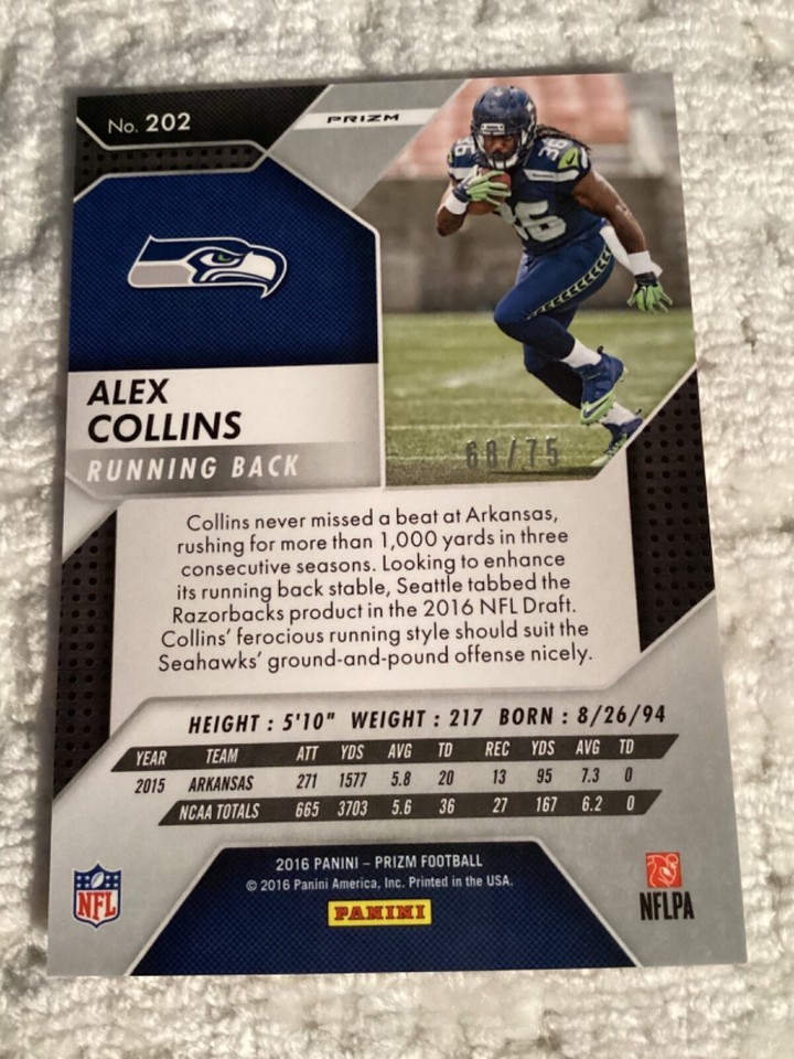 2016 Panini Prizm Red Crystals /75 Alex Collins #202 Rookie Card RC ...