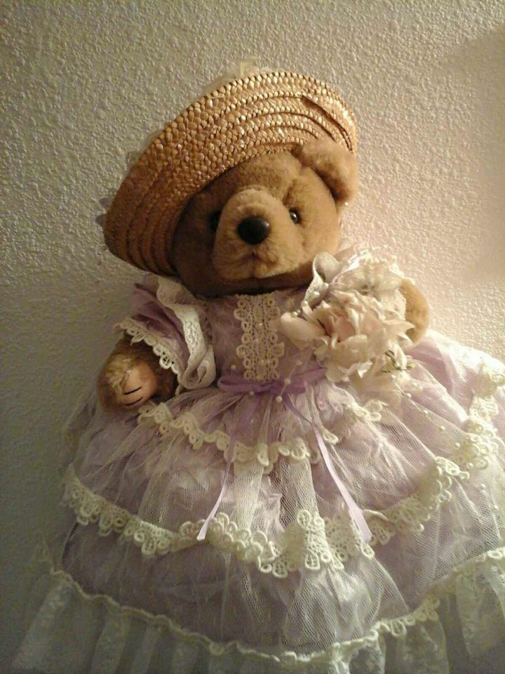 VINTAGE Bearly Bear -in gorgeous Lavander lace dress by Bearly People ...
