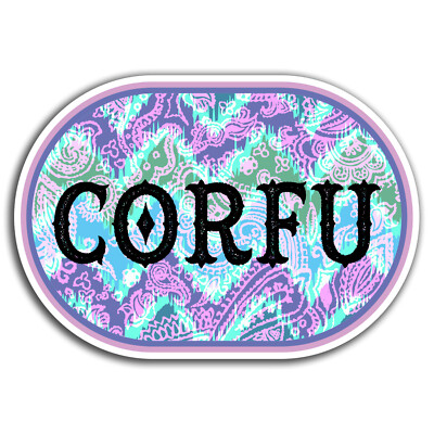 2 x 10cm Corfu Vinyl Stickers - Paisley Travel Fun Sticker Laptop ...