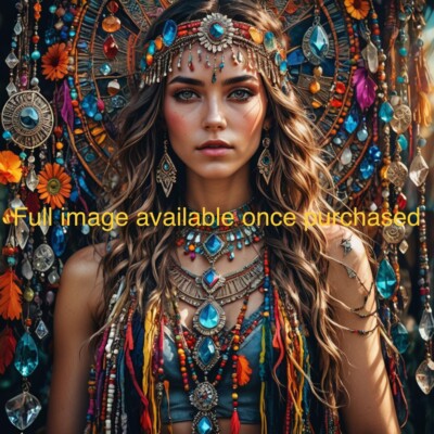 Beautiful Boho Goddess | High Resolution Digital Wall Art Print ...