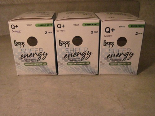 6 Pair Size Queen Q+ L'eggs Leggs Sheer Energy Sheer to Waist Coffee ...
