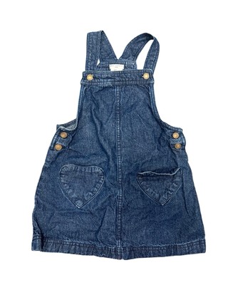 Max Studio Kids Denim Overall Dress Size 6 Girls Blue Jumper Heart ...