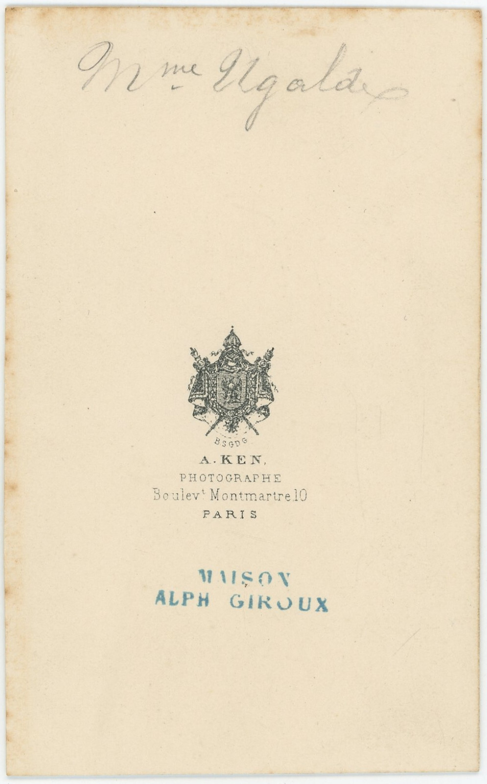 CDV c.1865. Gabrielle Delphine Élisabeth Ugalde, soprano par Ken à ...
