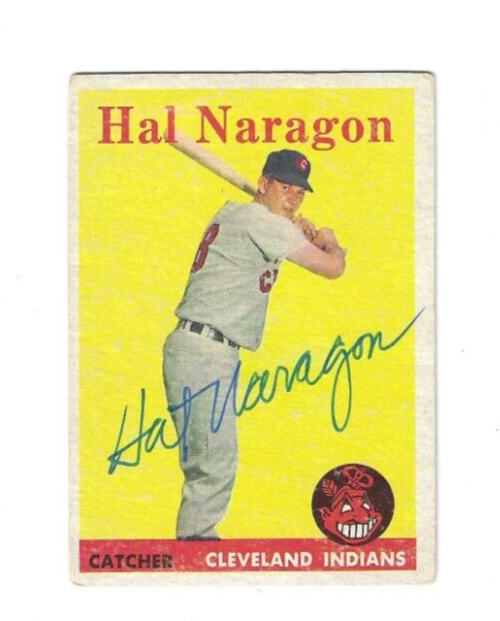 Signed Autographed Hal Naragon Cleveland Indians 1958 Topps Card #22 w ...
