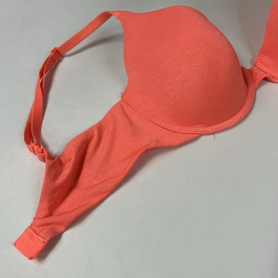 Victorias Secret 32C Uplift Semi Demi Bra Solid Orange Underwire #3129 ...