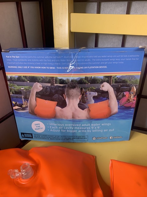 GoFloats Safety Orange Adult Water Wing Floaties - Own The Pool Novelty ...