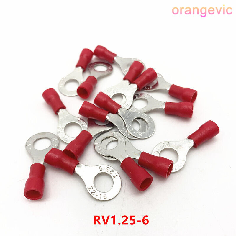 50PCS Insulated Ring Electrical Crimp Terminals Splice Crimp Connector ...