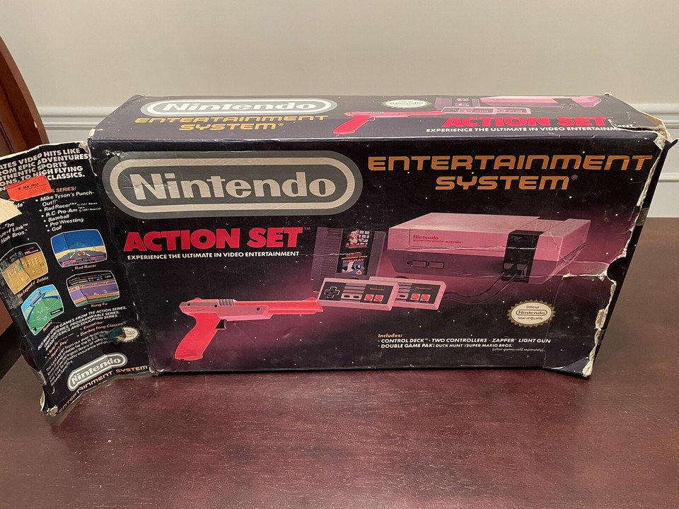 Nintendo NES Action Set Complete with Box Tested + Works + 4 Original ...