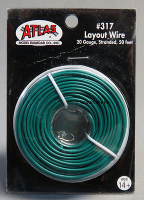 ATLAS HO & O GAUGE TRACK LAYOUT WIRE 20 GAUGE STRANDED 50' GREEN train ...