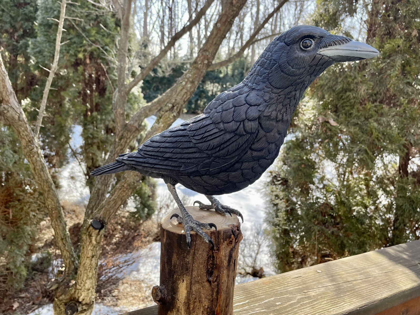 American Crow Wood Carving Hand Carved Life Size Crow, like a Raven | eBay