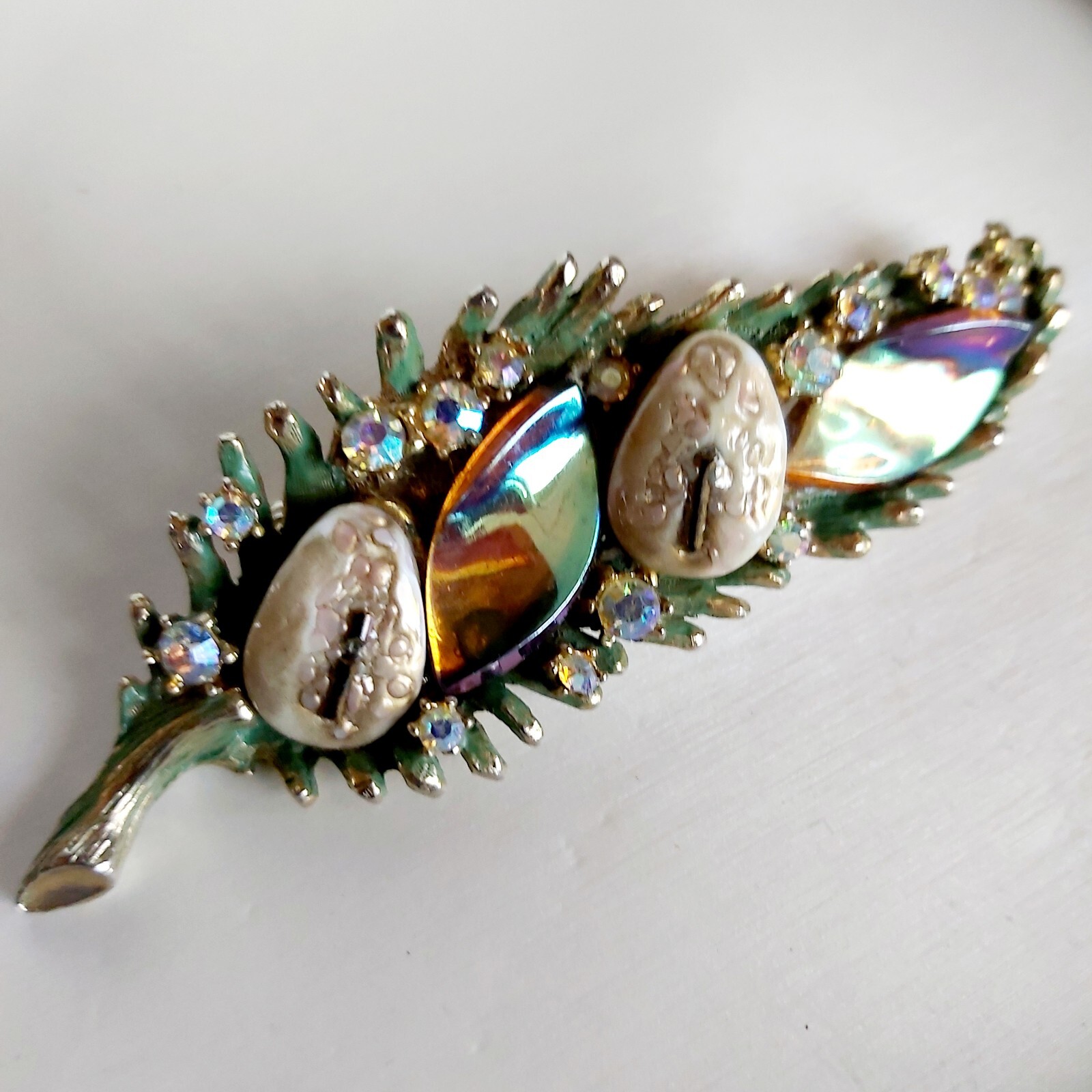 RARE SIGNED HAR DRAGON TOOTH STONE GREEN ENAMEL LARGE… - Gem