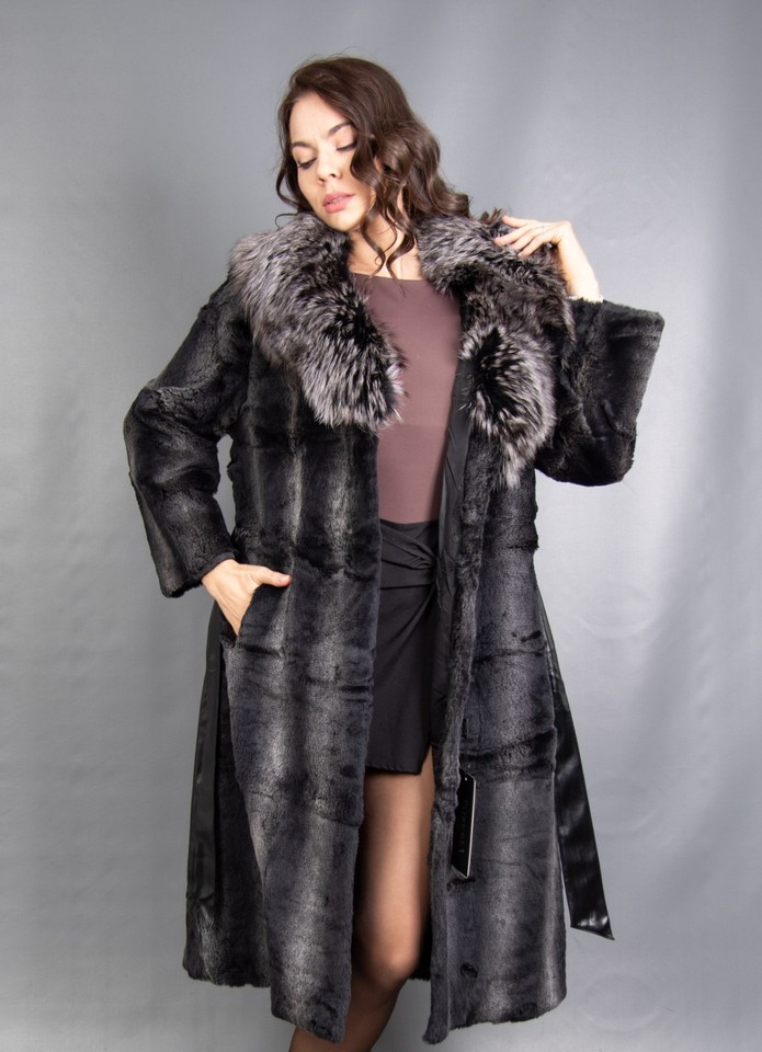 7403 NEW AMAZING REAL SHEARED BEAVER COAT FUR JACKET LONG FOX BEAUTIFUL ...