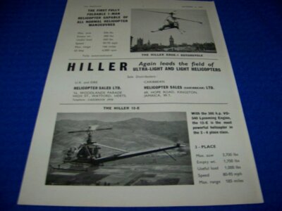 1958 HILLER XROE-1 & HILLER 12-E "HILLER AGAIN LEADS..."..1-PAGE SALES ...