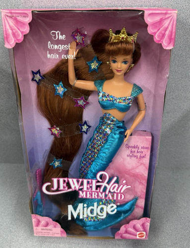 1995 Jewel Hair Mermaid Midge Barbie Doll Mattel NRFB 14589 Longest ...