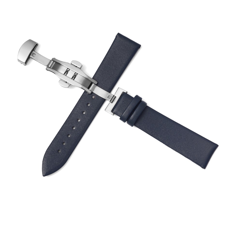 Genuine Leather Watch Band Bracelet Butterfly Clasp Replacement Strap ...