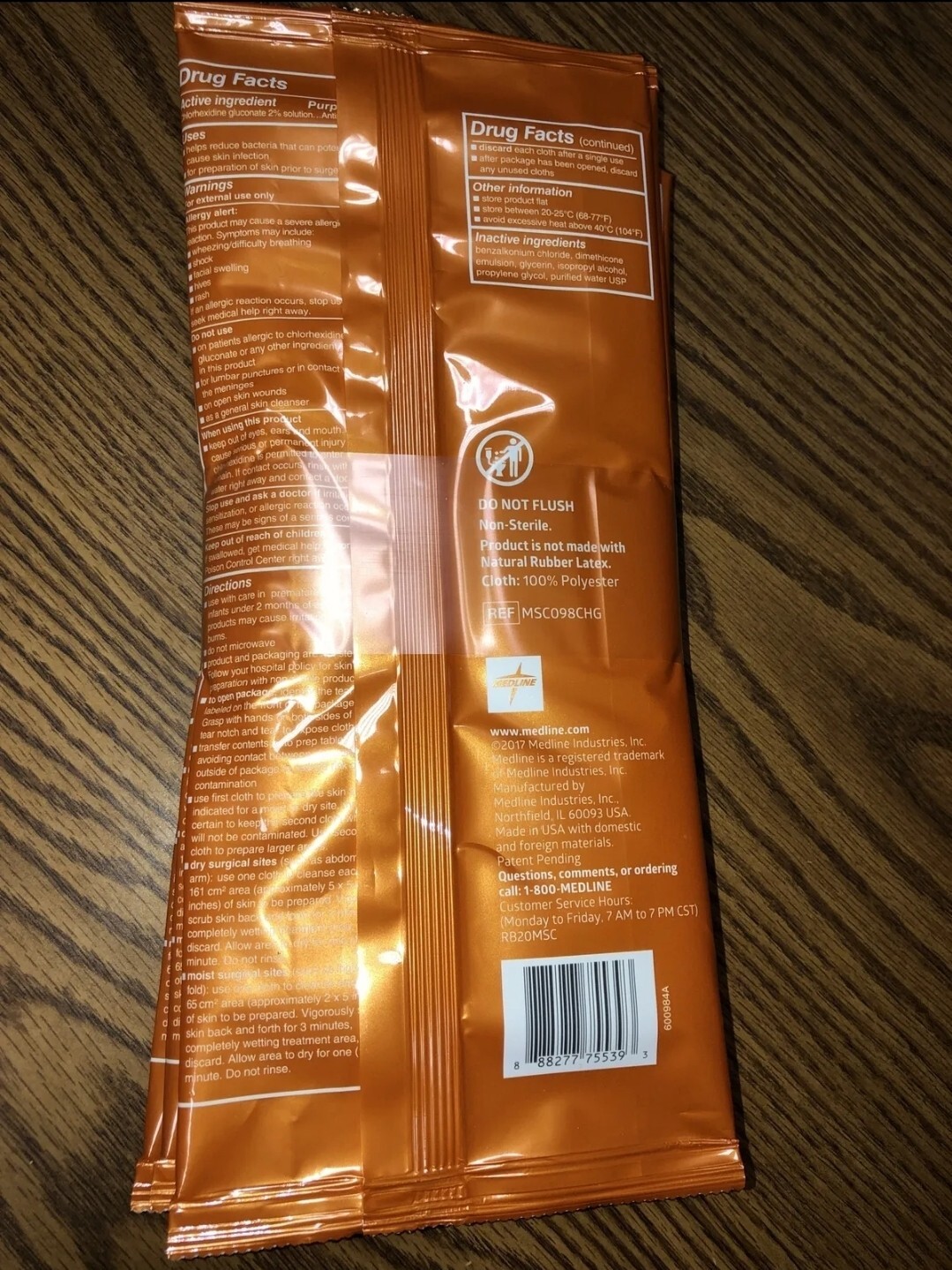 6+Medline+Readyprep+CHG+2+Chlorhexidine+Gluconate+Cloth+MSC098CHG+Exp ...