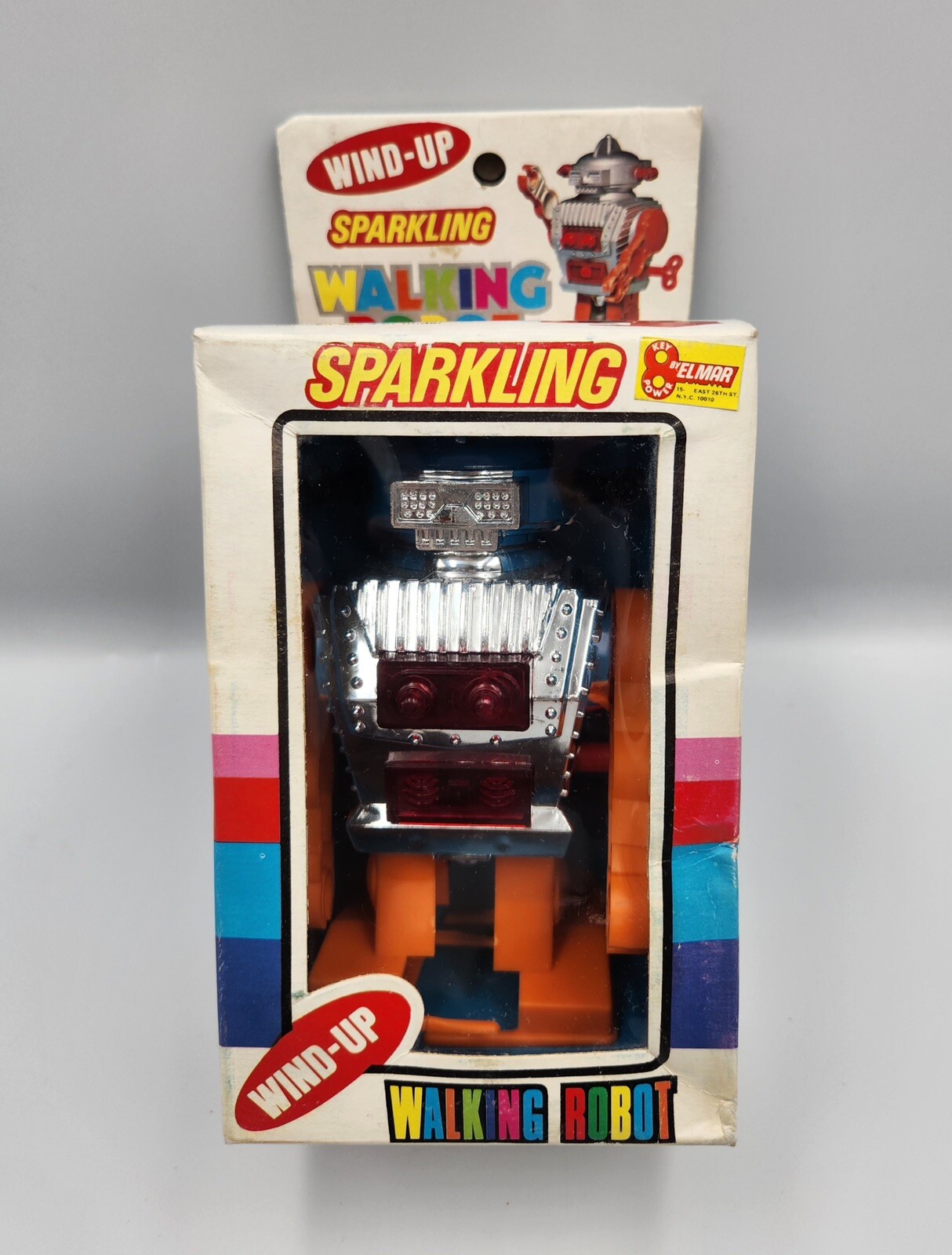 Vintage SPARKLING WALKING Wind-Up Plastic ROBOT 1970s Elmar USA | eBay