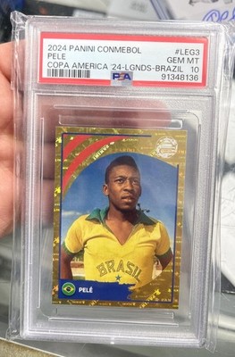 2024 Panini Conmebol Copa America Pele LEG3 Foil Sticker PSA 10 Super ...