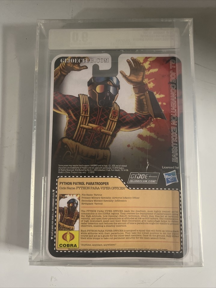 2018 Hasbro Gi Joe Convention Exclusive Python Para Viper Officer AFA 9 ...