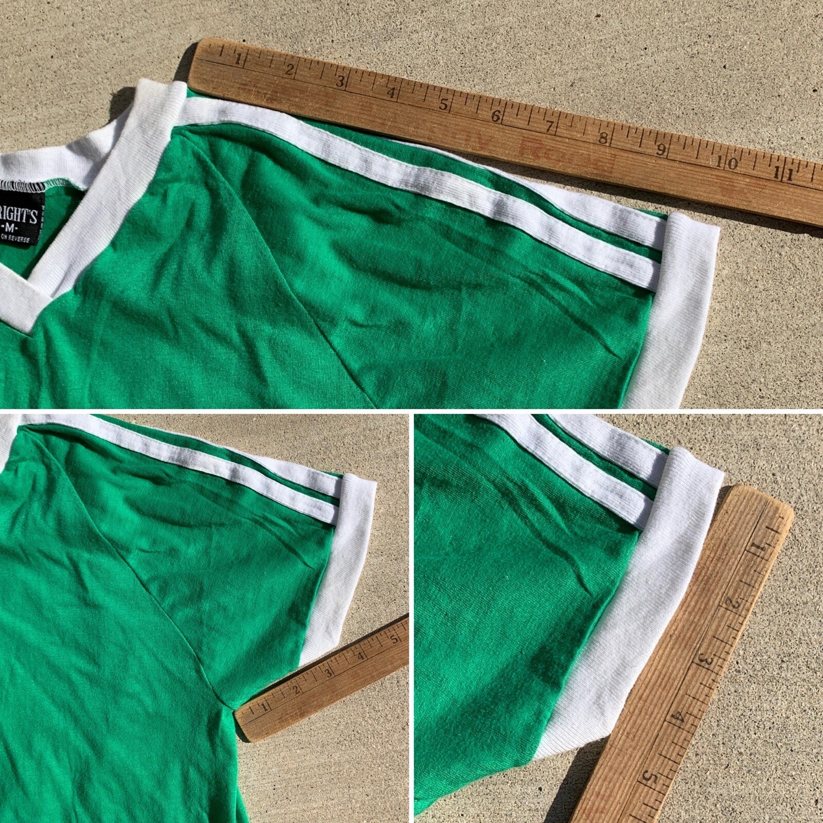 Vintage Wrights T Shirt Short Sleeve V Neck Ringer Tee Made In USA Size ...