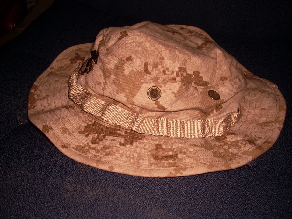 BOONIE COVER HAT DESERT USMC MARINE TAN SIZE LARGE USED | eBay