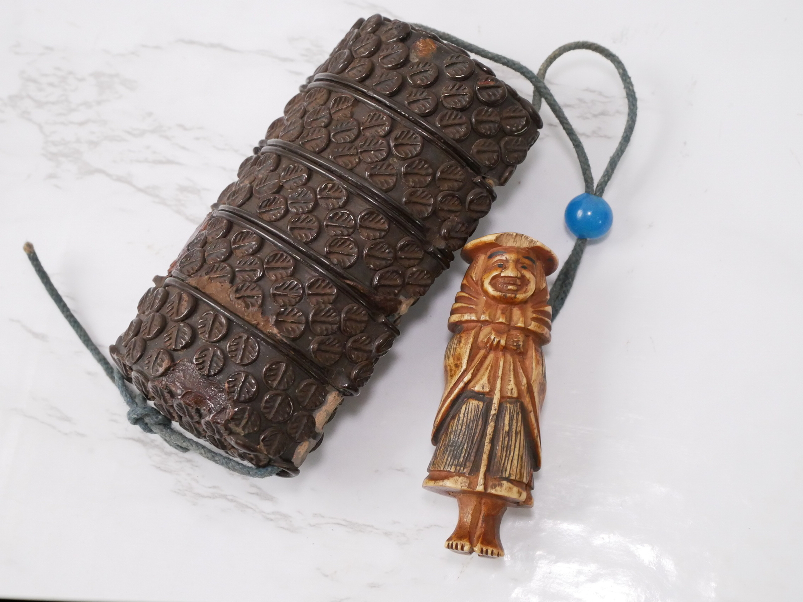 Inro Japanese Netsuke sagemono jewelry old Kasa Jizo Ojime antique Edo ...