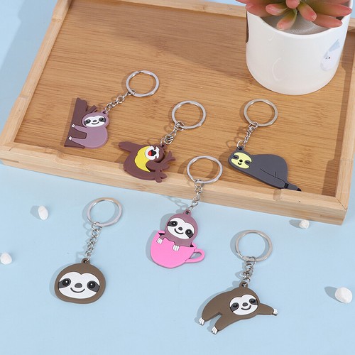 DIY PVC Sloth Keychain Key Rings Holder Key Chain Gift Jewelry Bag ...