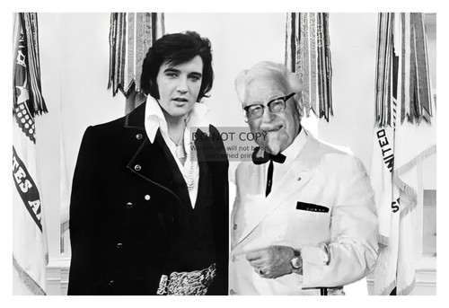 ELVIS PRESLEY AND COLONEL SANDERS KFC 4X6 B&W CELEBRITY PHOTO | eBay