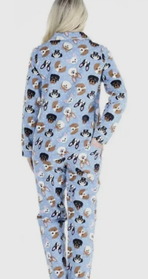 DOG PRINT PAJAMA SET PAJAMA MANIA COTTON FLANNEL BABY BLUE Boho CUTE ...