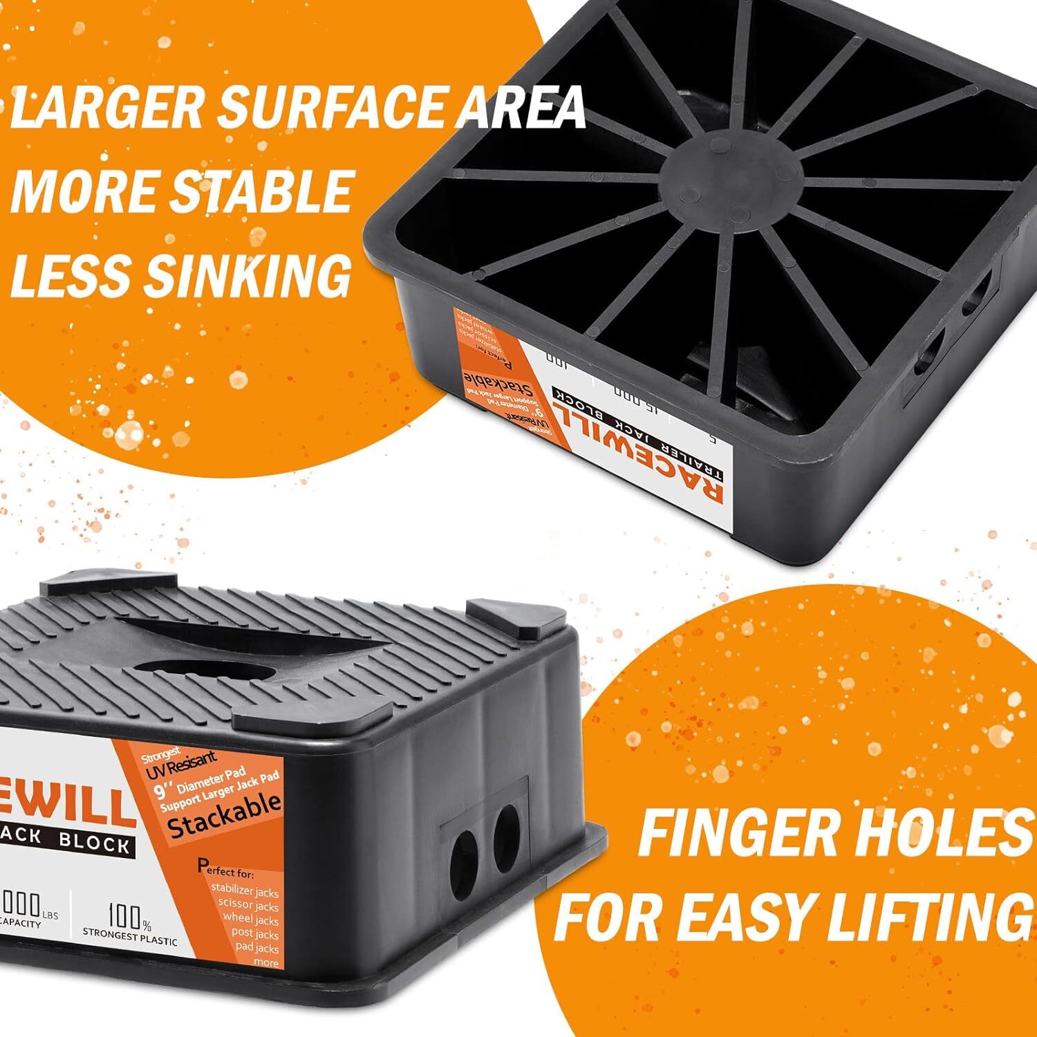 2x 15000LBS For RV Camper Trailer Jack Block Stabilizer Blocks Levelers ...