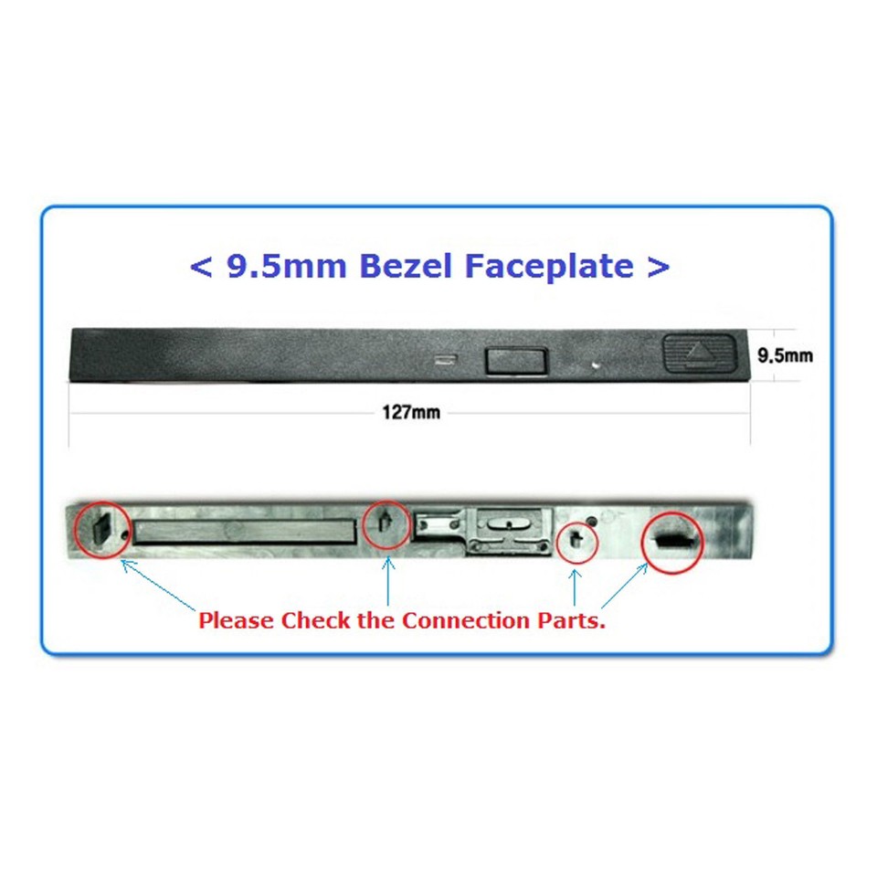 Ultra Slim 9.5mm CD DVD RW Drive Bezel Faceplate Front For Laptop ...