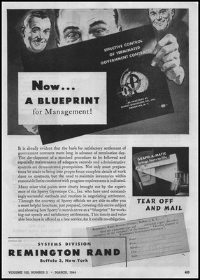 1944 Remington Rand Systems Division Buffalo New YOrk Sperry Gyroscopes ...