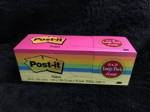 Post-it Brand 3M 3 Inch X 3 Inch Post-It Notes 24 Pads Neon Color NIP ...