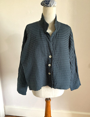 Yacco Maricard Pintuck Jacket/Top size 2 Chest 46in Cotton Jersey Grey/Blue | eBay UK