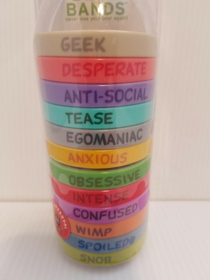 Fred Beer Bands Set 12 Personality Drink Markers Bottle or Can new FREE ...