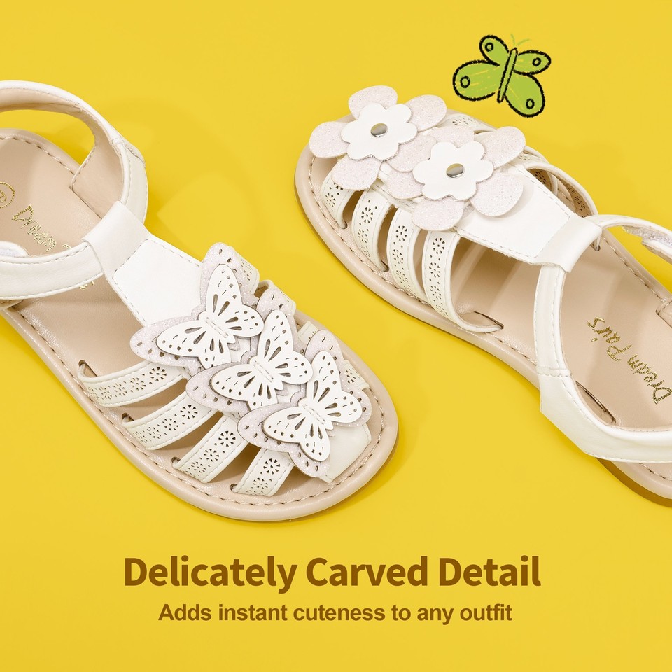 Girls Sandals Closed-Toe Summer Dress Sandals w/ Interchangeable DIY ...