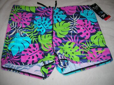 SPEEDO SQUARE LEG SUIT - "GREEN GECKO" TROPICAL PATTERN - LARGE - NWT ...